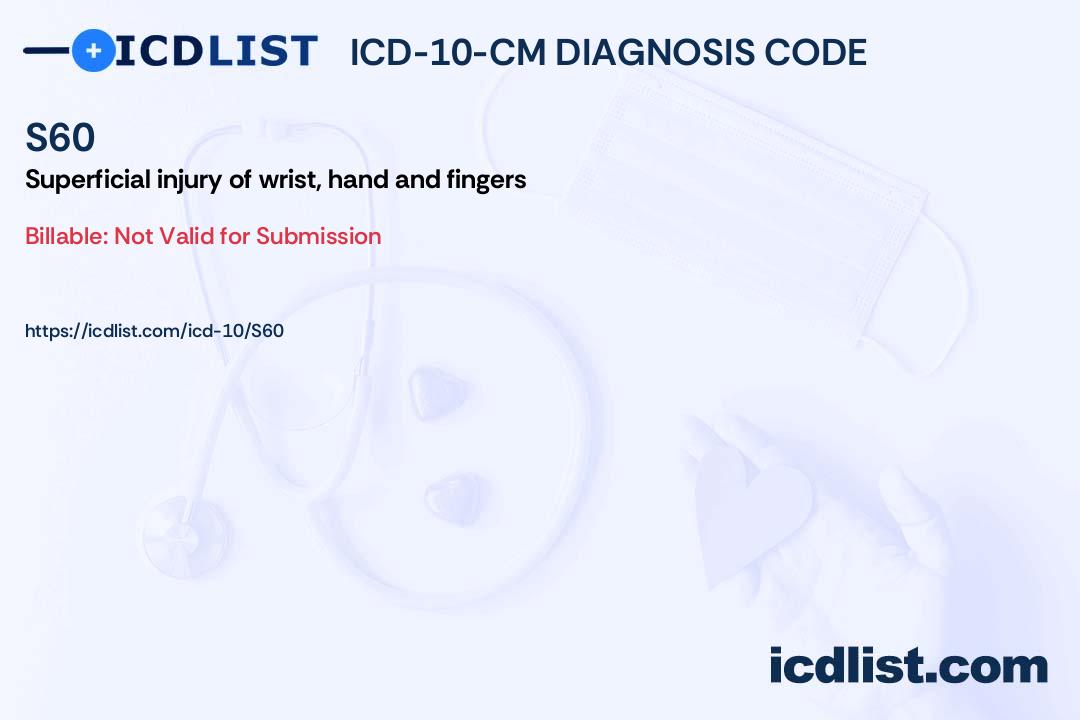ICD-10-CM Diagnosis Code S60 - Superficial injury of wrist, hand and ...
