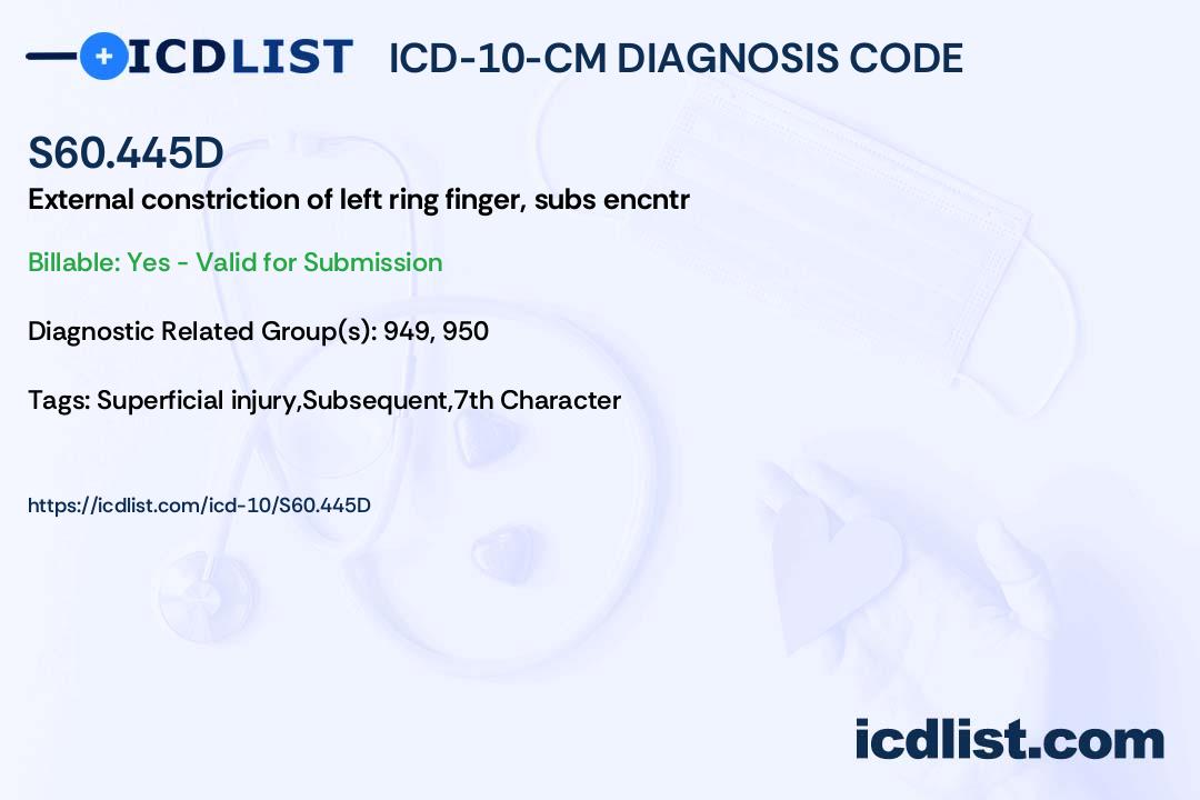 ICD-10-CM Diagnosis Code S60.445D - External constriction of left ring ...
