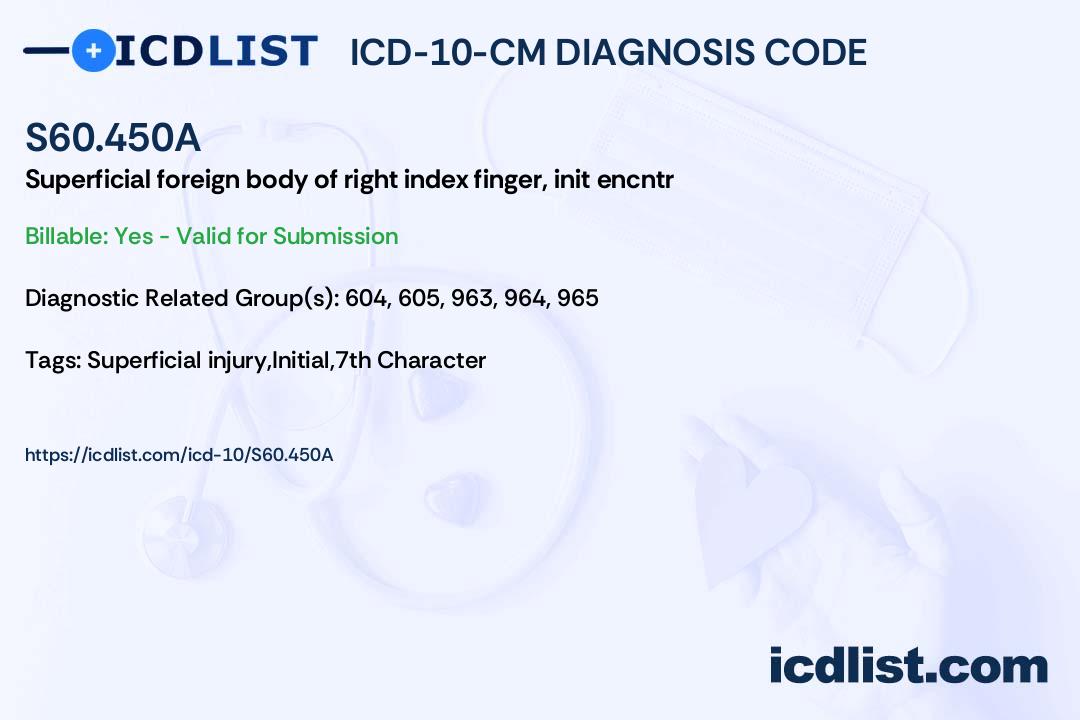 ICD-10-CM Diagnosis Code S60.450A - Superficial foreign body of right ...