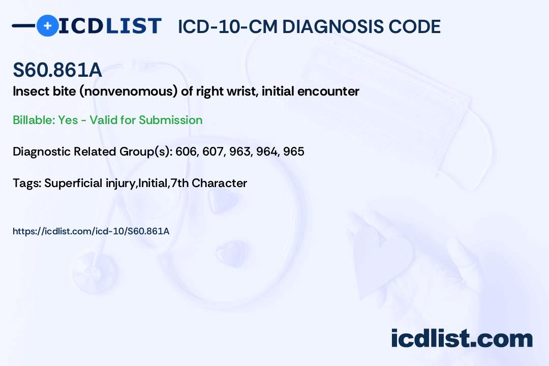 ICD-10-CM Diagnosis Code S60.861A - Insect bite (nonvenomous) of right ...