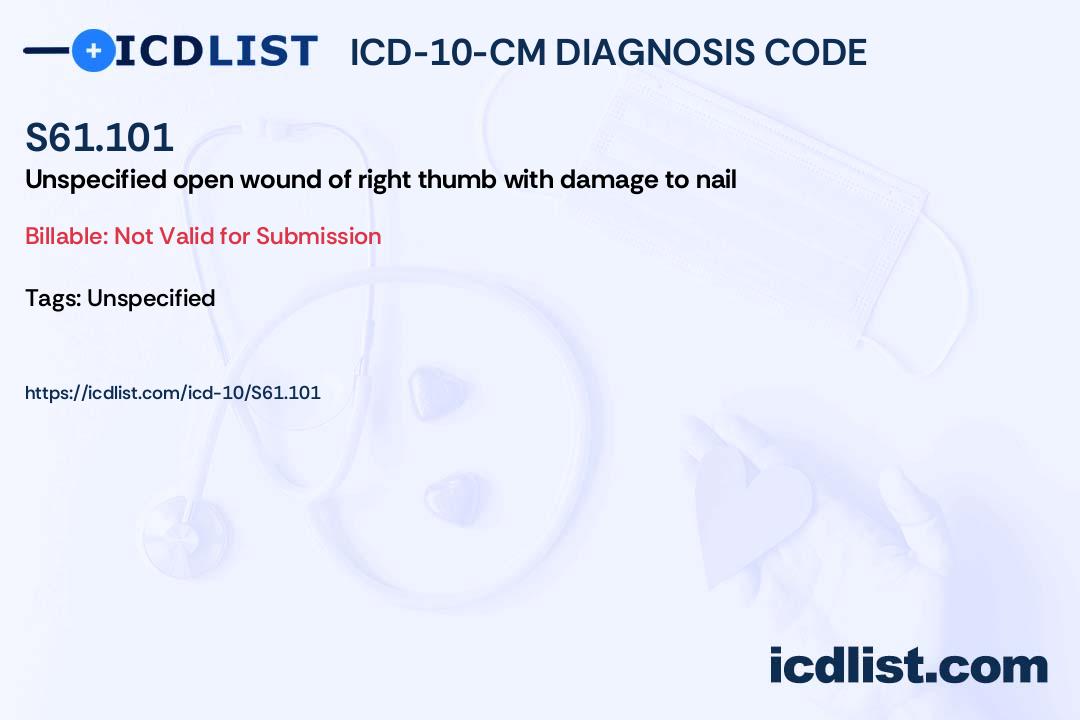 ICD-10-CM Diagnosis Code S61.101 - Unspecified open wound of right ...