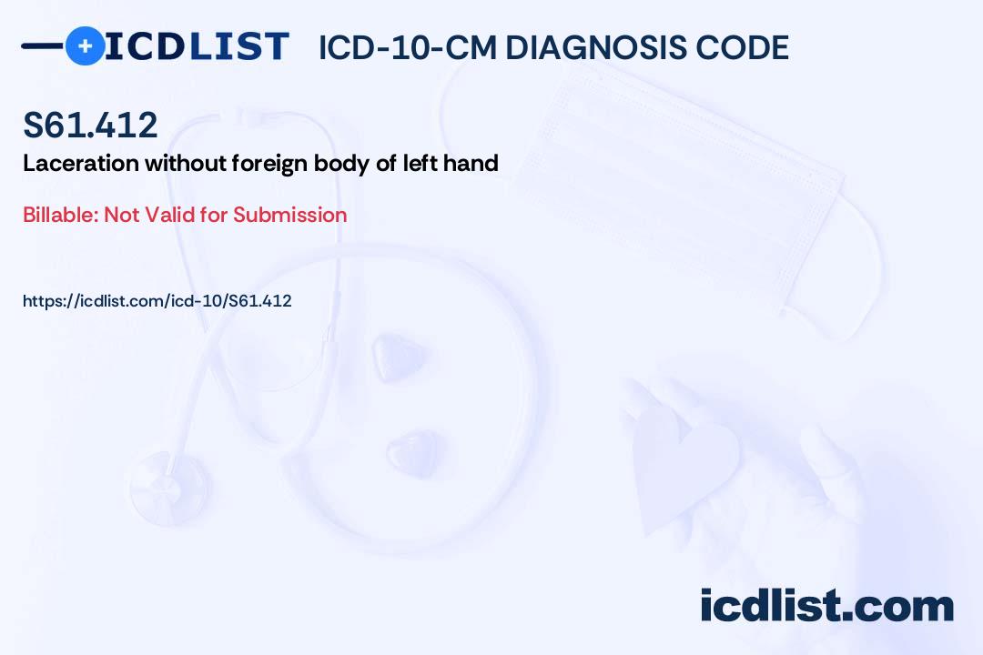 ICD-10-CM Diagnosis Code S61.412 - Laceration without foreign body of ...