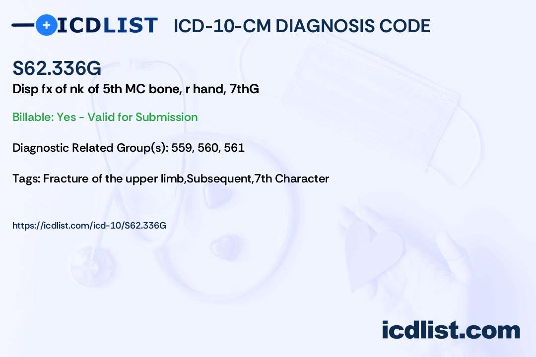 ICD-10-CM Diagnosis Code S62.336G - Displaced fracture of neck of fifth ...