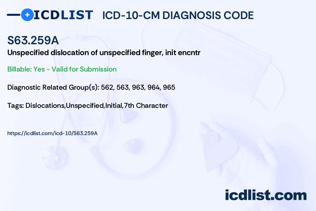 ICD-10-CM Diagnosis Code S63.259A - Unspecified dislocation of ...