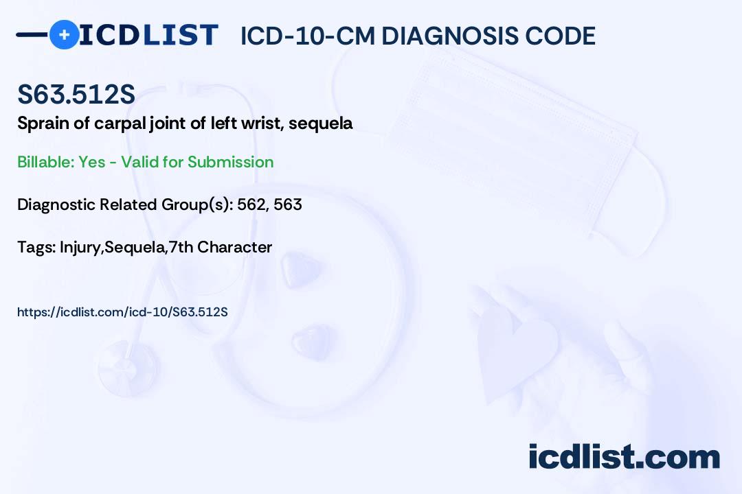 ICD-10-CM Diagnosis Code S63.512S - Sprain of carpal joint of left ...