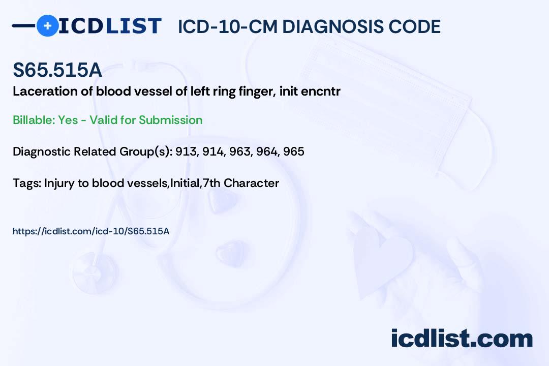 ICD-10-CM Diagnosis Code S65.515A - Laceration of blood vessel of left ...