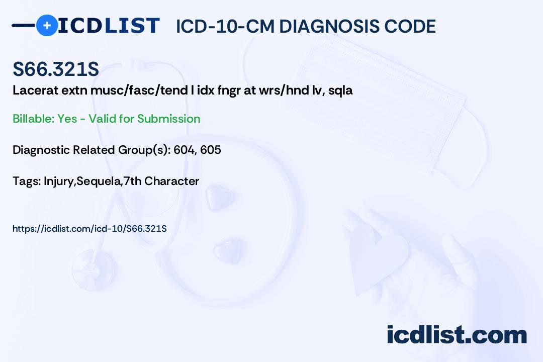 ICD-10-CM Diagnosis Code S66.321S - Laceration of extensor muscle ...