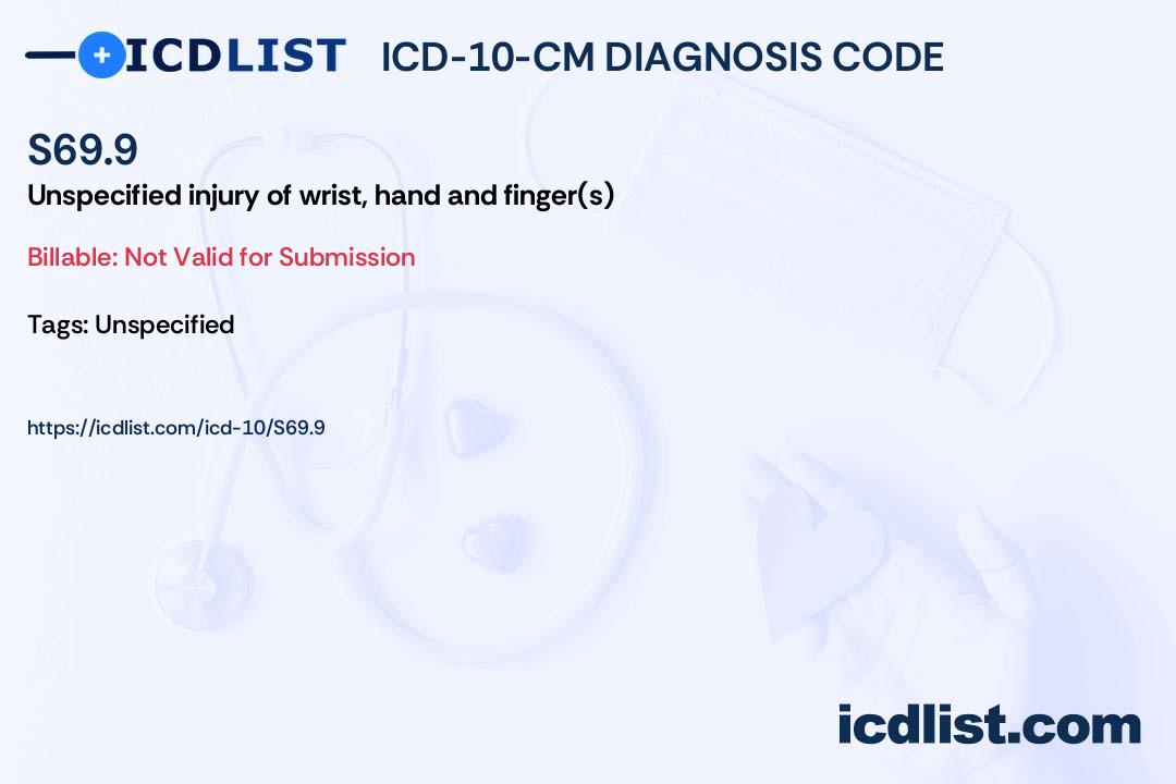 ICD-10-CM Diagnosis Code S69.9 - Unspecified injury of wrist, hand and ...