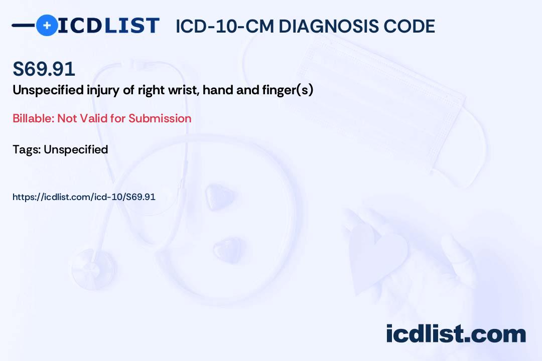 ICD-10-CM Diagnosis Code S69.91 - Unspecified injury of right wrist ...