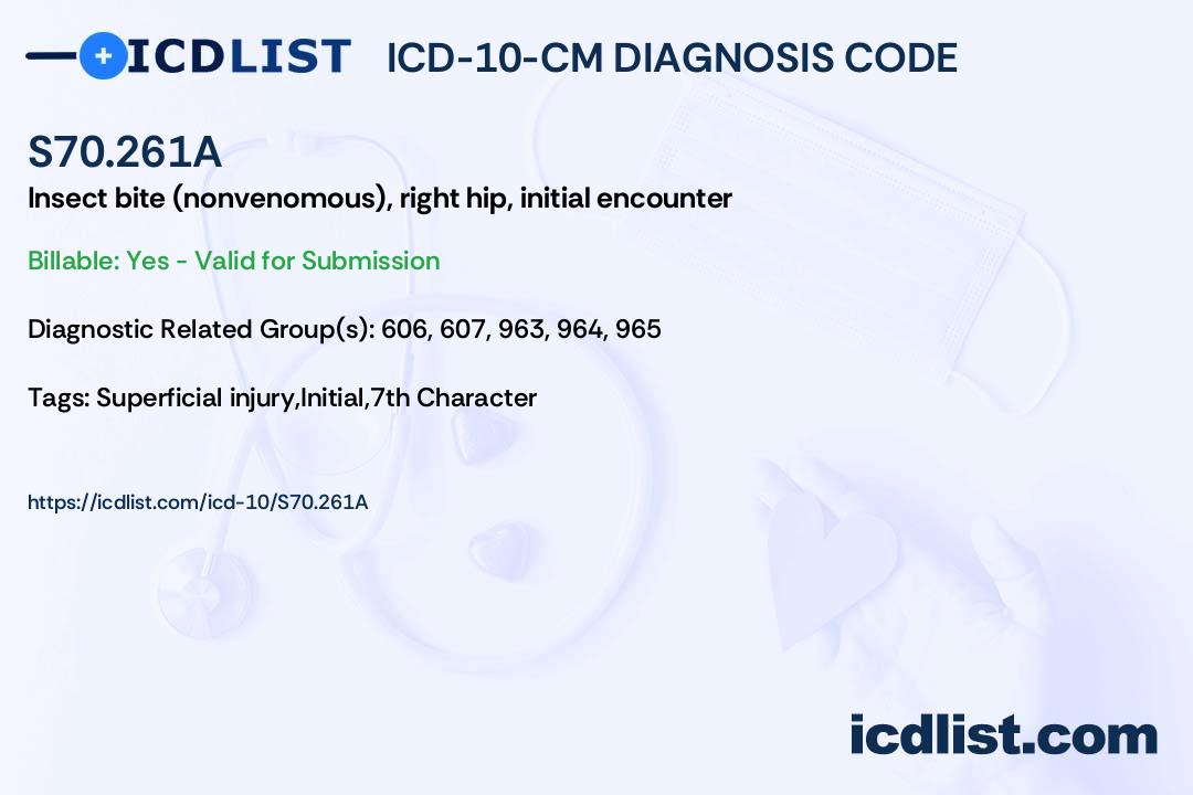 ICD-10-CM Diagnosis Code S70.261A - Insect bite (nonvenomous), right ...