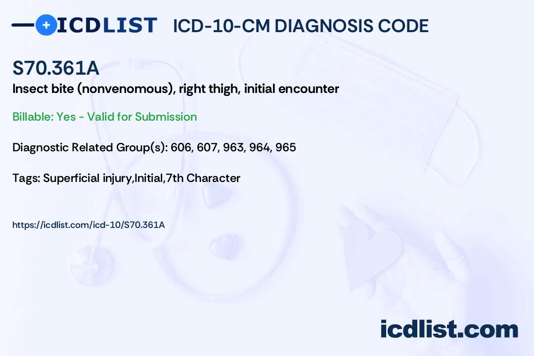 ICD-10-CM Diagnosis Code S70.361A - Insect bite (nonvenomous), right ...
