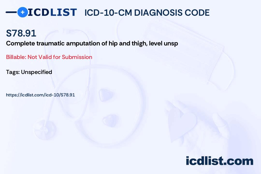 ICD-10-CM Diagnosis Code S78.91 - Complete traumatic amputation of hip ...
