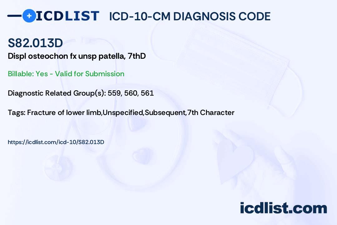 ICD-10-CM Diagnosis Code S82.013D - Displaced osteochondral fracture of ...