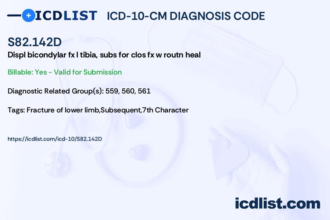 ICD-10-CM Diagnosis Code S82.142D - Displaced bicondylar fracture of ...