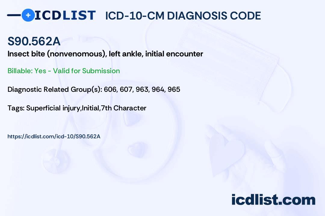 ICD-10-CM Diagnosis Code S90.562A - Insect bite (nonvenomous), left ...