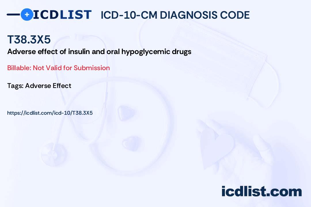 ICD-10-CM Diagnosis Code T38.3X5 - Adverse effect of insulin and oral ...