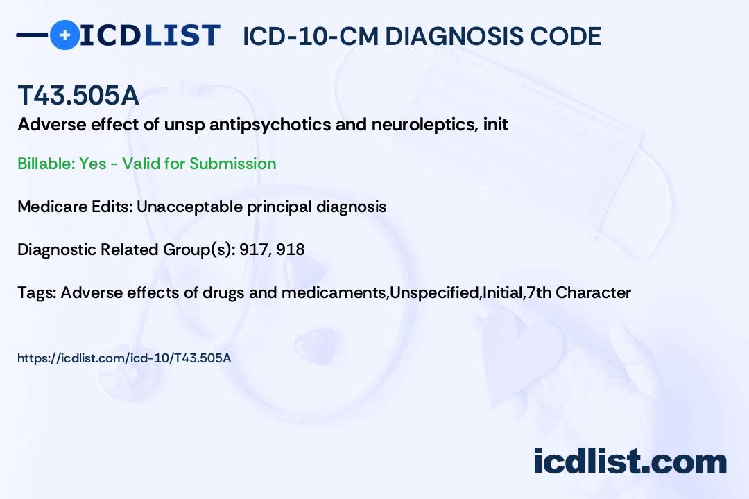 ICD-10-CM Diagnosis Code T43.505A - Adverse effect of unspecified ...