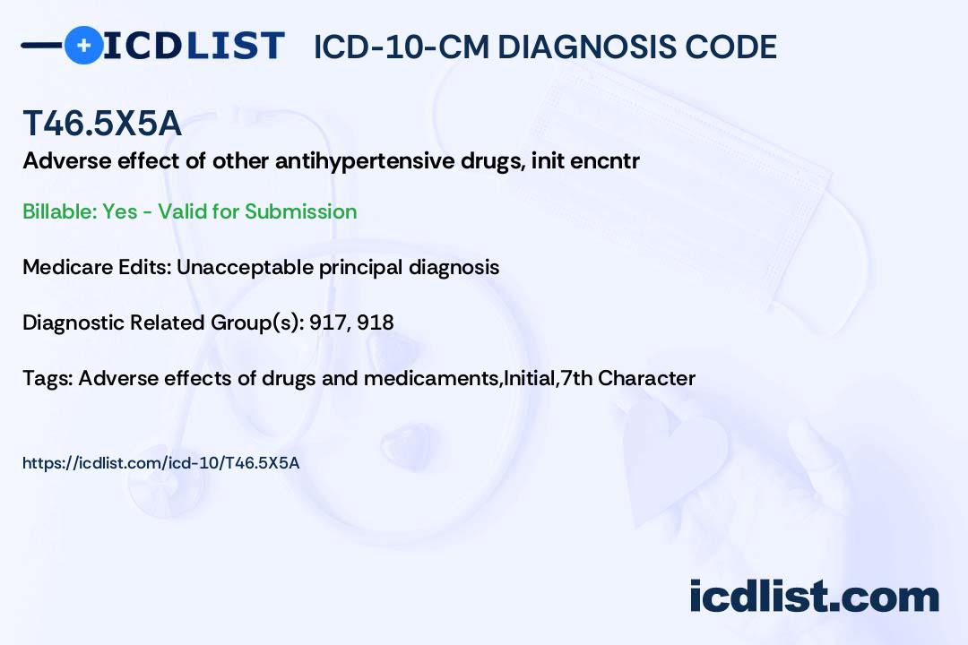 ICD-10-CM Diagnosis Code T46.5X5A - Adverse effect of other ...