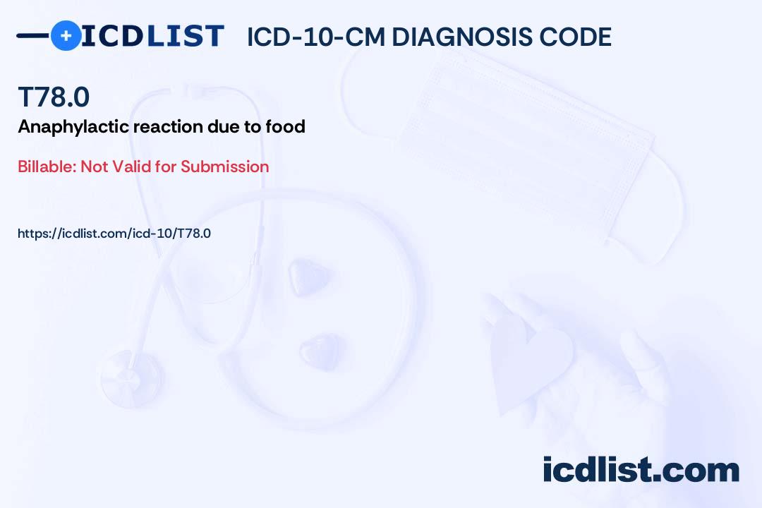 ICD-10-CM Diagnosis Code T78.0 - Anaphylactic reaction due to food