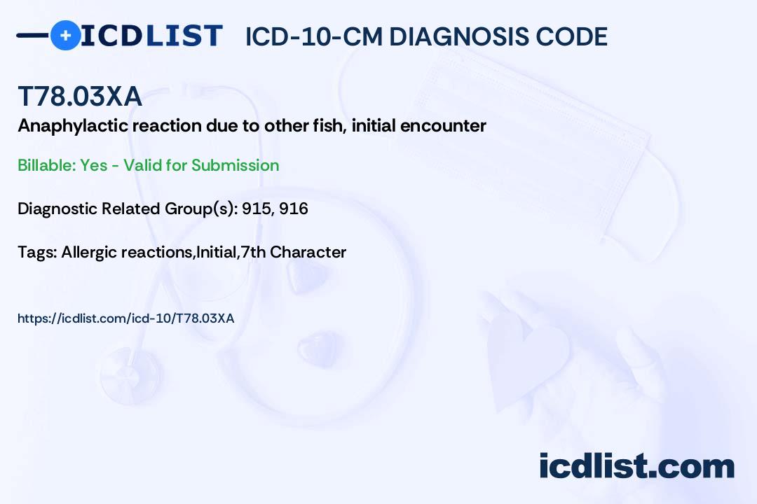ICD-10-CM Diagnosis Code T78.03XA - Anaphylactic reaction due to other ...