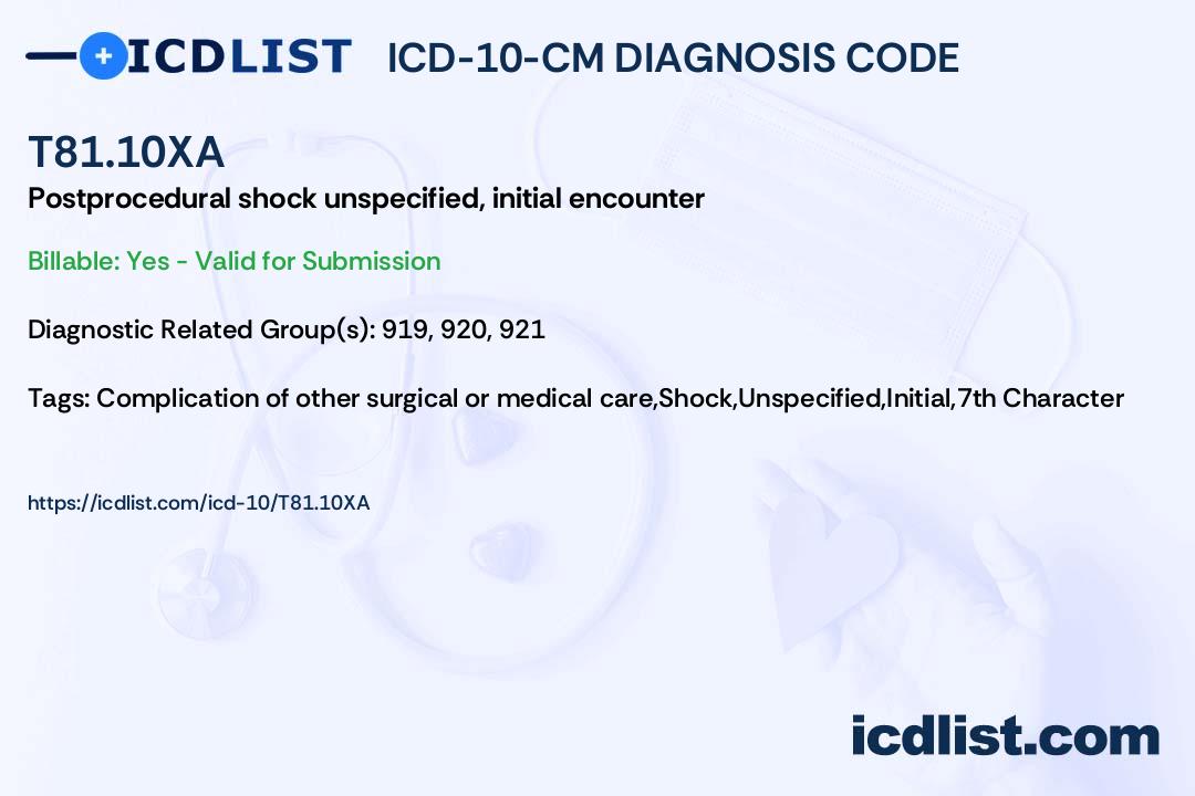 ICD-10-CM Diagnosis Code T81.10XA - Postprocedural shock unspecified ...
