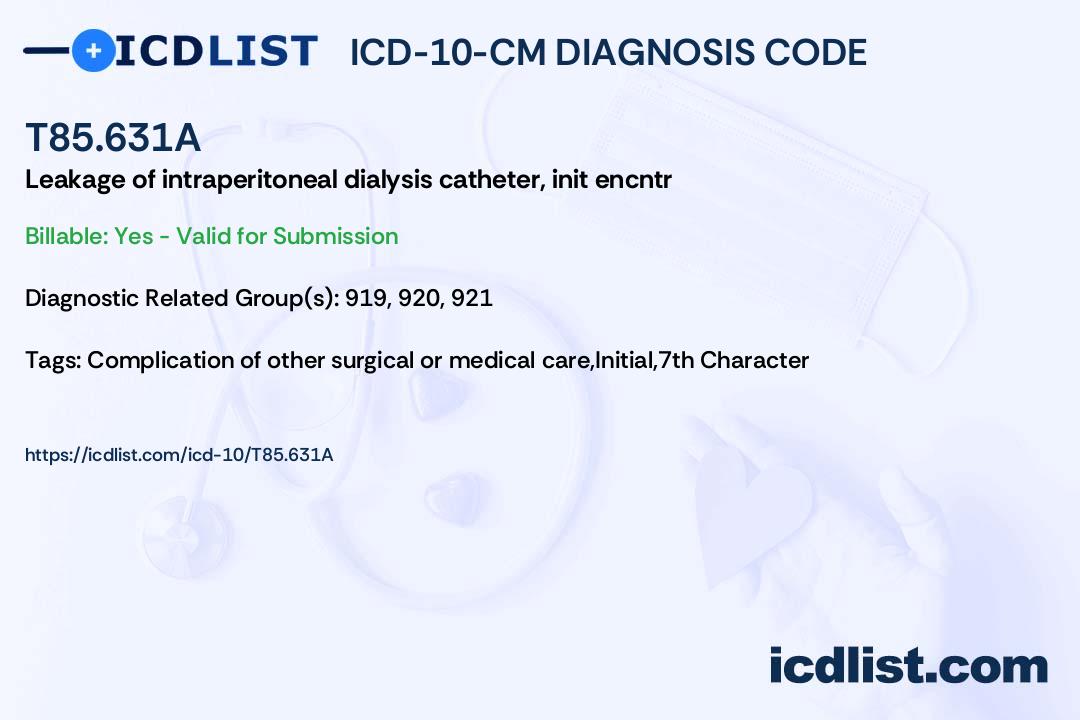 ICD-10-CM Diagnosis Code T85.631A - Leakage of intraperitoneal dialysis ...
