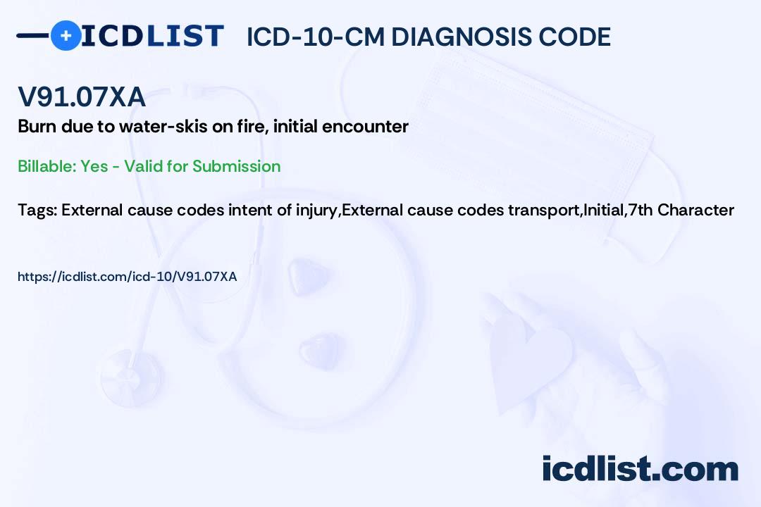 ICD-10-CM Diagnosis Code V91.07XA - Burn due to water-skis on fire ...