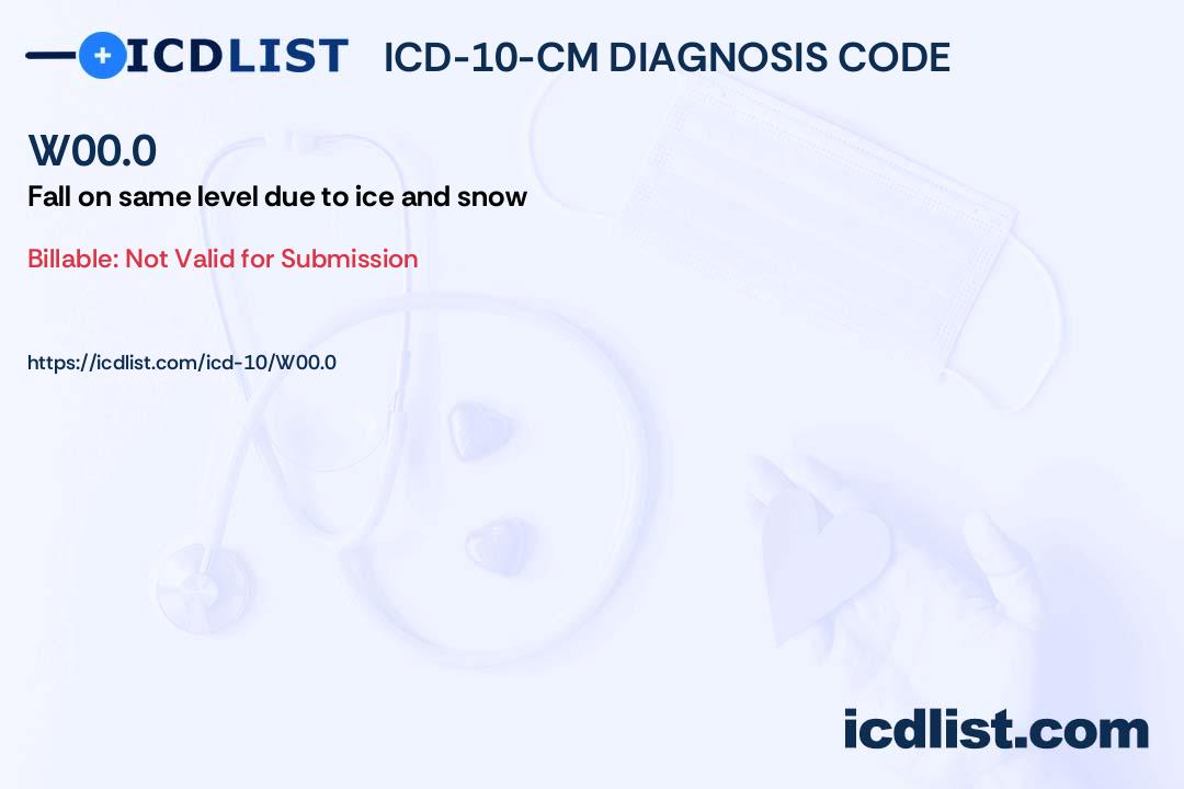 ICD-10-CM Diagnosis Code W00.0 - Fall on same level due to ice and snow