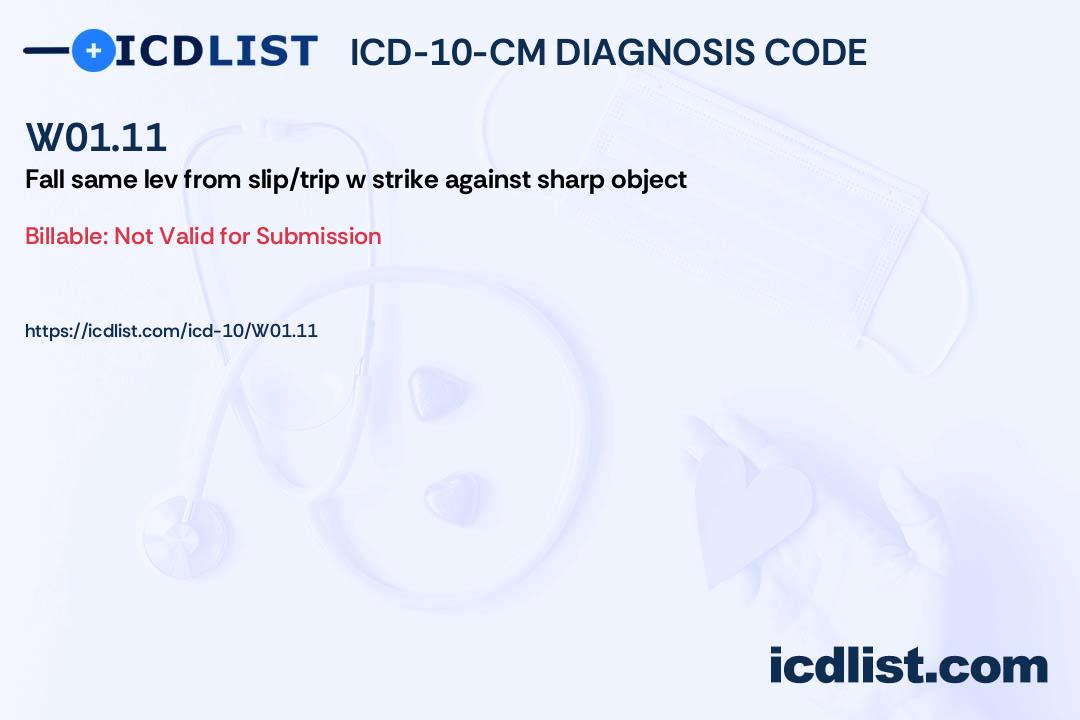 ICD-10-CM Diagnosis Code W01.11 - Fall on same level from slipping ...