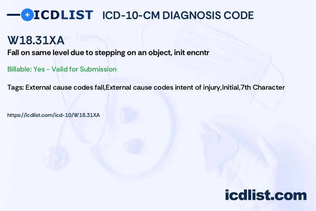 ICD-10-CM Diagnosis Code W18.31XA - Fall on same level due to stepping ...