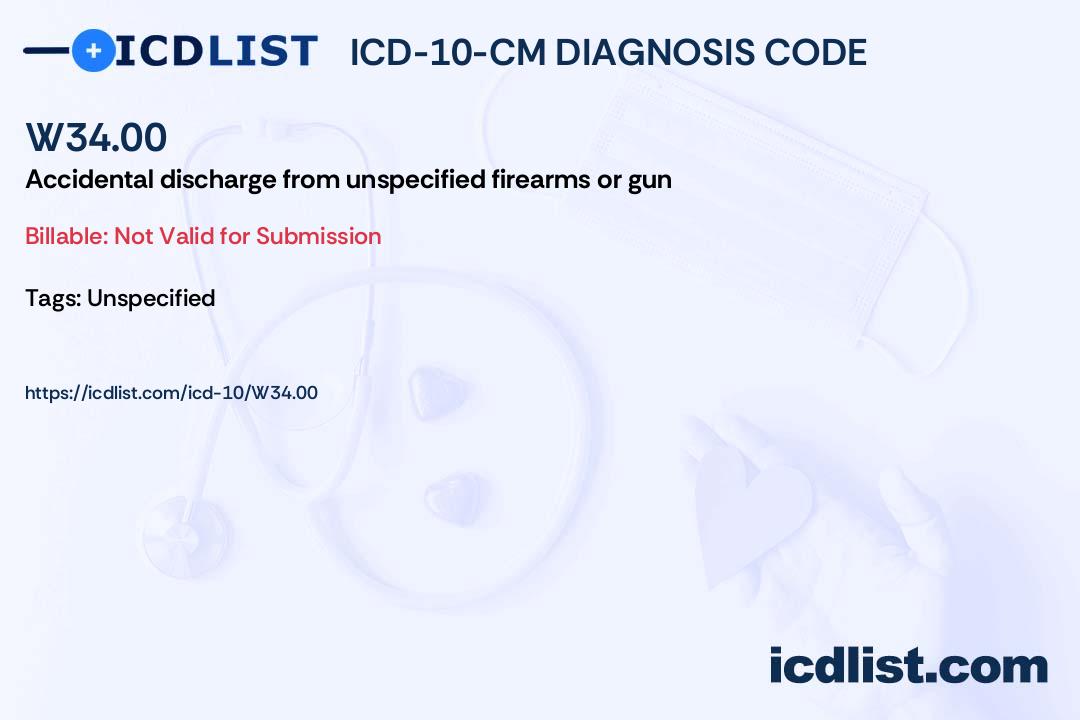 ICD-10-CM Diagnosis Code W34.00 - Accidental discharge from unspecified ...