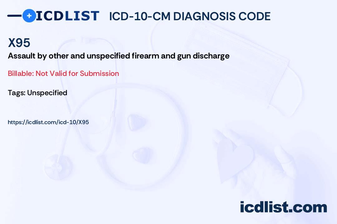 ICD-10-CM Diagnosis Code X95 - Assault by other and unspecified firearm ...