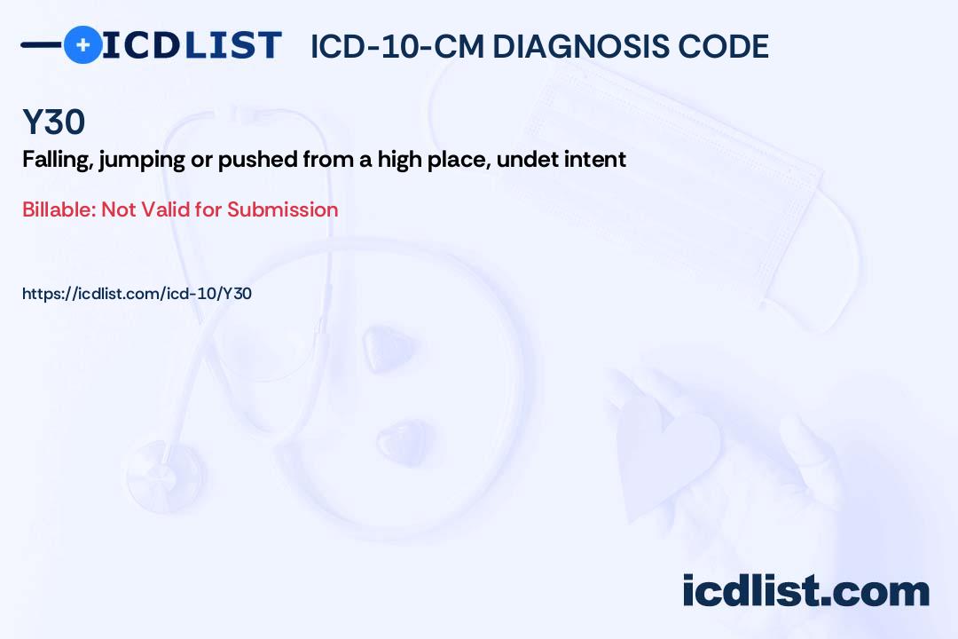 ICD-10-CM Diagnosis Code Y30 - Falling, jumping or pushed from a high ...