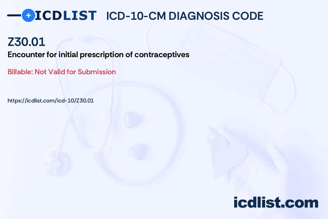 ICD-10-CM Diagnosis Code Z30.01 - Encounter for initial prescription of ...