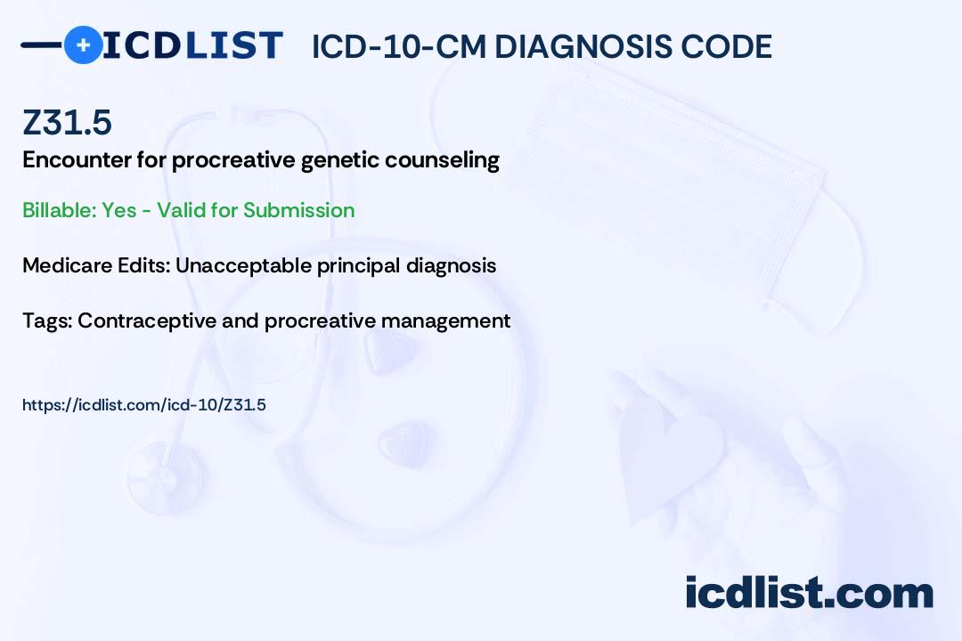 ICD-10-CM Diagnosis Code Z31.5 - Encounter for procreative genetic ...