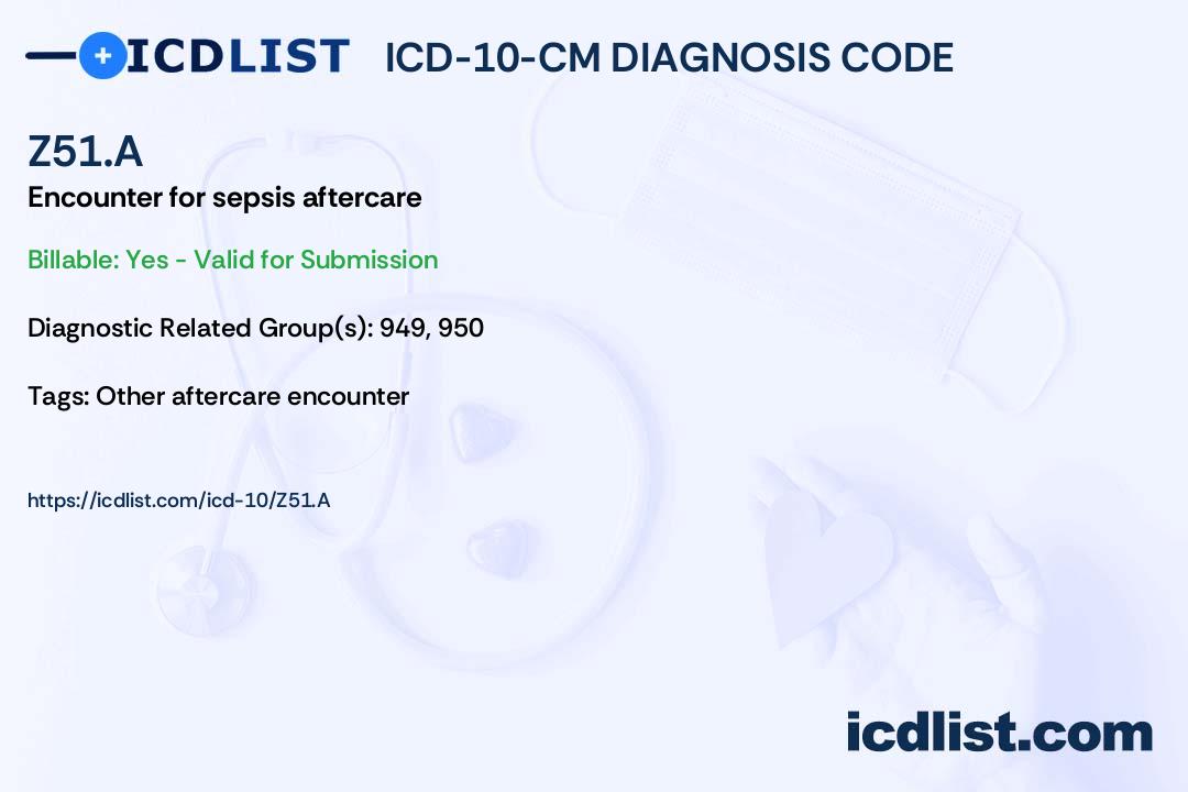 ICD-10-CM Diagnosis Code Z51.A - Encounter for sepsis aftercare