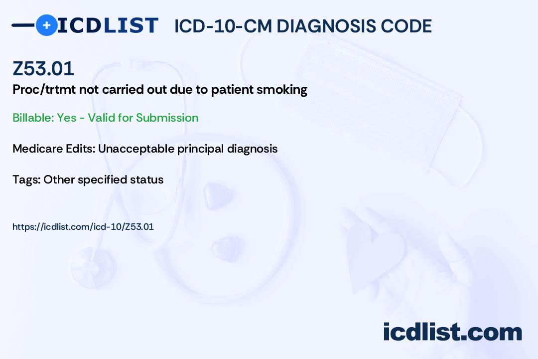 ICD-10-CM Diagnosis Code Z53.01 - Procedure and treatment not carried ...
