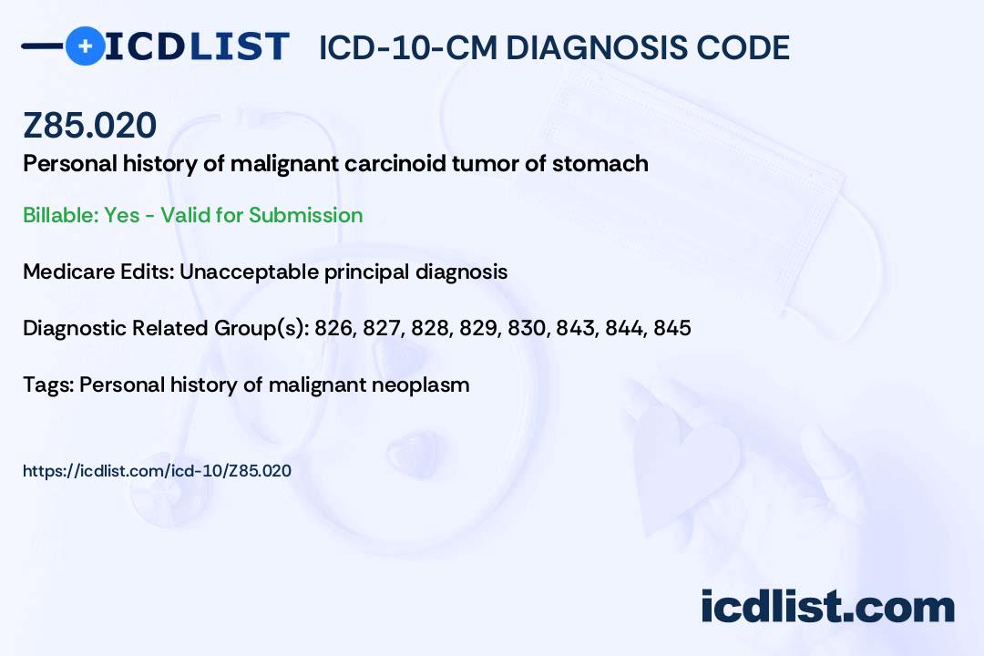 ICD-10-CM Diagnosis Code Z85.020 - Personal history of malignant ...