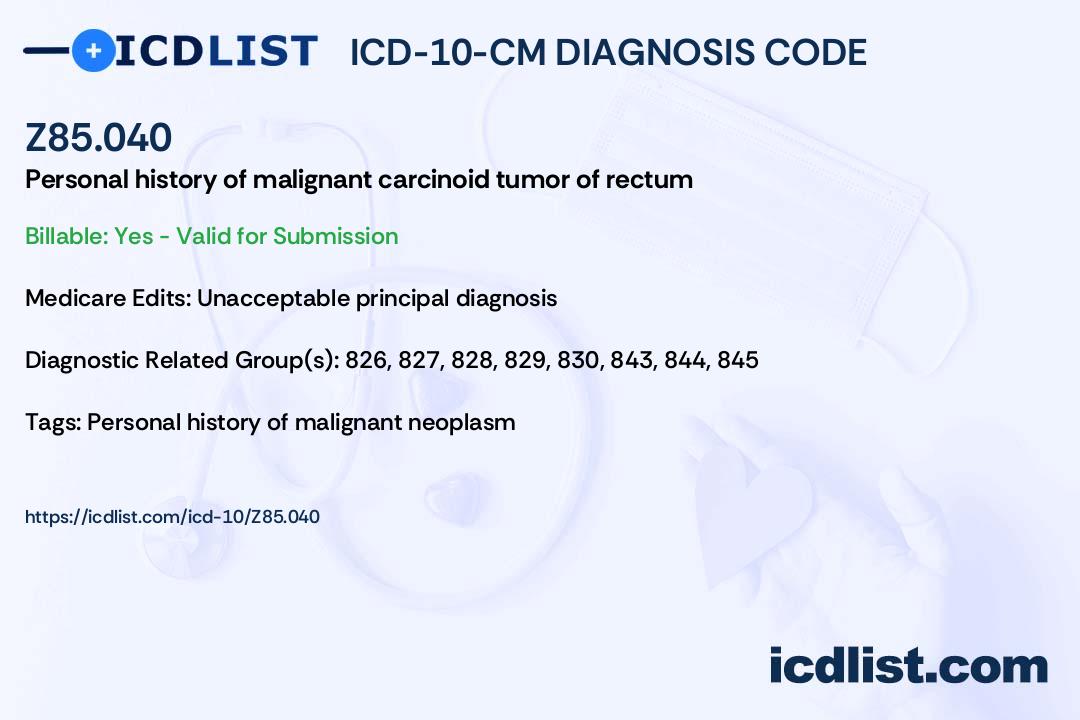 ICD-10-CM Diagnosis Code Z85.040 - Personal history of malignant ...